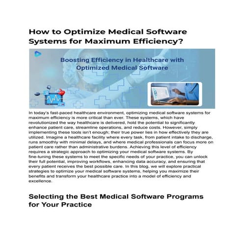 Maximizing Efficiency In Medical Software Systems Best Practices Pdf