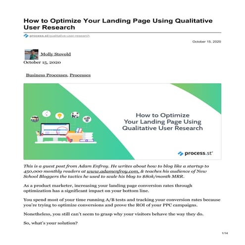 How to Optimize Your Landing Page Using Qualitative User Research | PDF