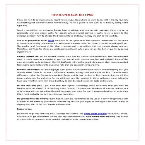 How to order sushi like a pro | PDF