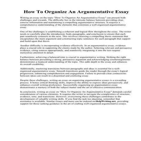 How To Organize An Argumentative Essay.pdf | Education