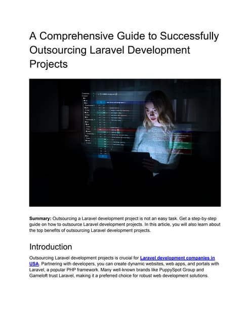 A Comprehensive Guide To Successfully Outsourcing Laravel Development