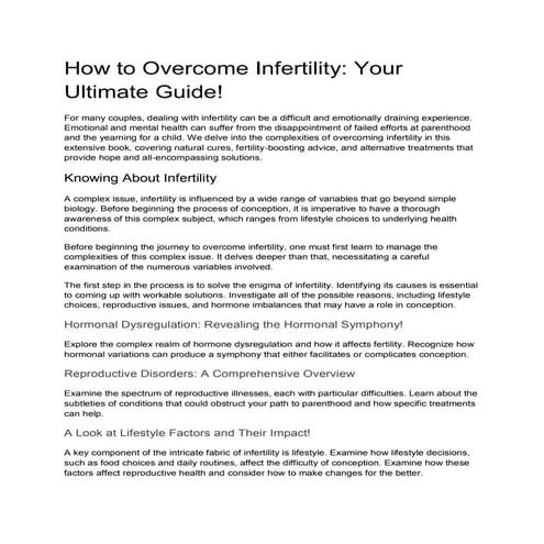 Conquering Infertility: Your Ultimate Guide to Success! | PDF | Infertility | Reproductive Health