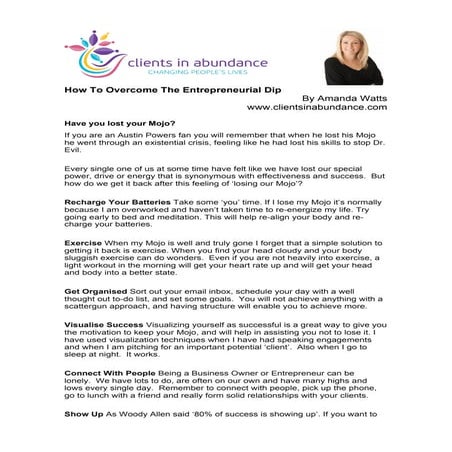 How To Overcome The Entrepreneurial Dip | PDF