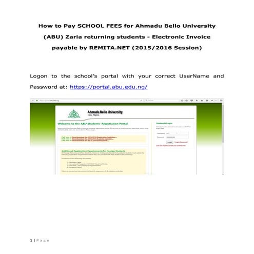 How to pay school fees for ahmadu bello university | PDF