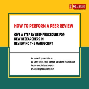 How to Perform a Peer Review? Give a Step by Step Procedure for New ...