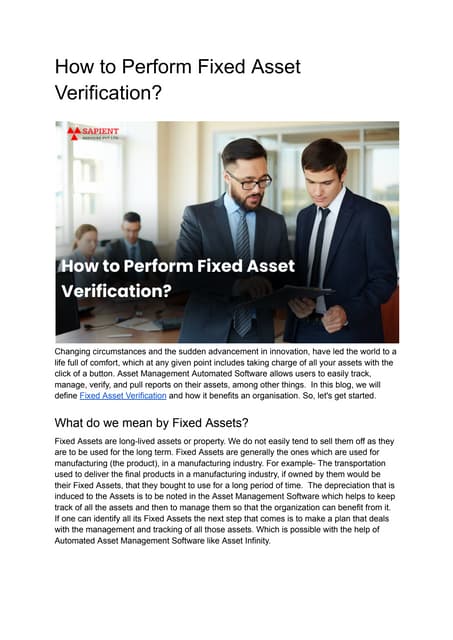 Audits and Physical Verifications - Asset Infinity.pptx | Personal Finance