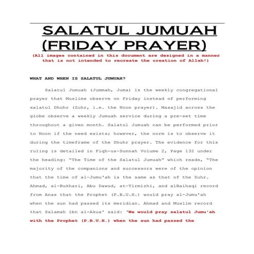 How to perform the jumuah (jummah) khutbah and salat (salah) | PDF