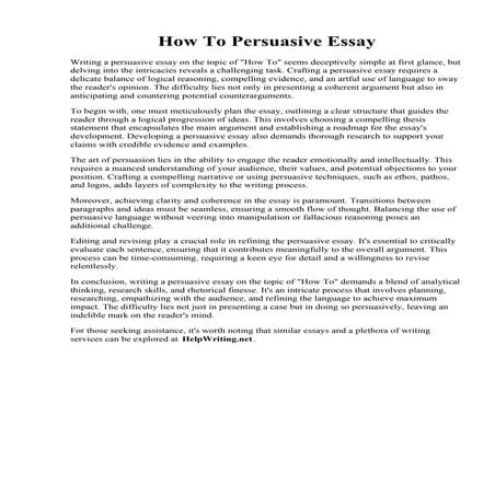 How To Persuasive Essay | PDF