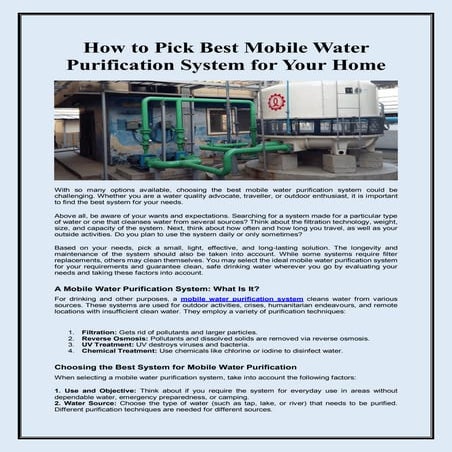 How to Pick Best Mobile Water Purification System for Your Home.pdf