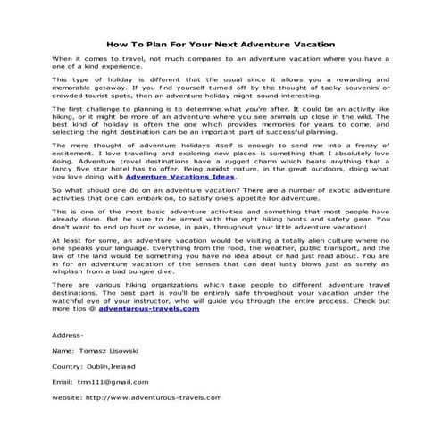 How to plan for your next adventure vacation | DOC