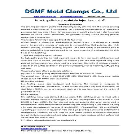 How to polish and maintain injection molds? | PDF