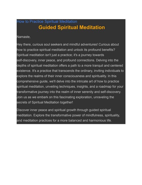 Meaning Of Meditation | PPT