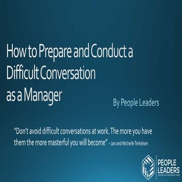 How to prepare and conduct a difficult conversation as a manager | PPT