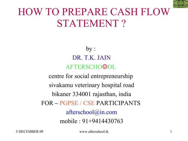 Cash Flow Statement | PPT