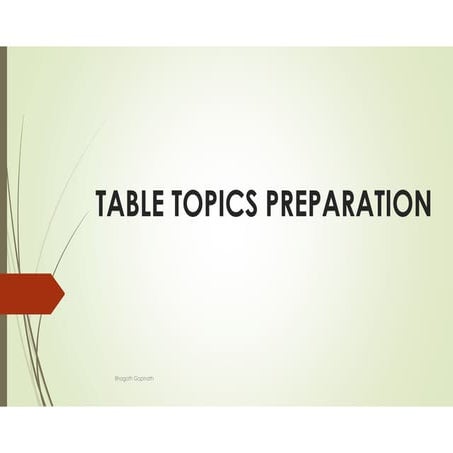 How to prepare for spontaneous table topics | PPT