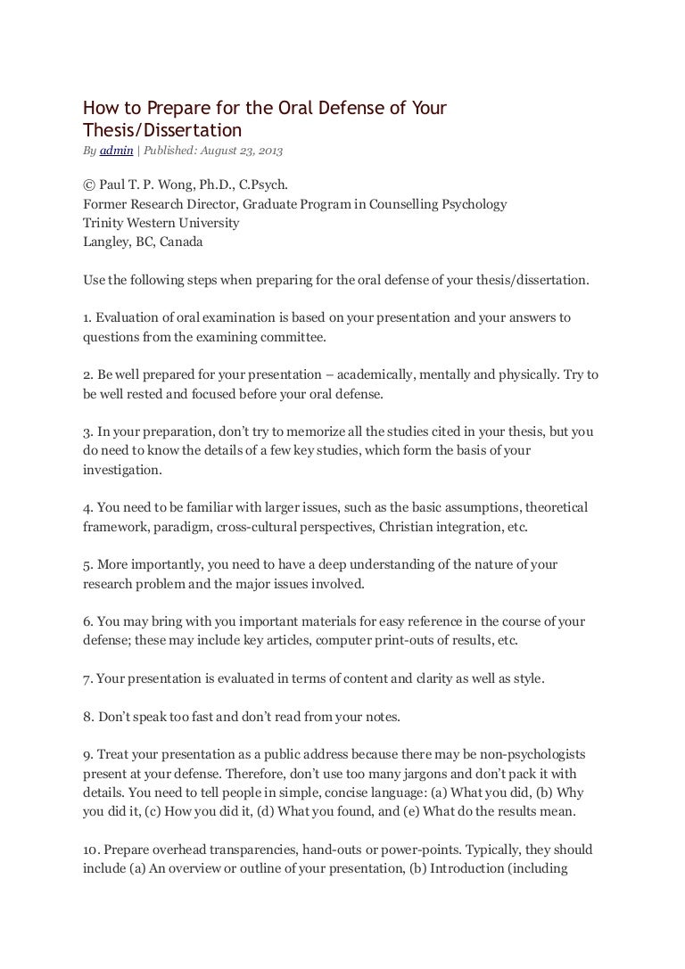 How To Prepare For The Oral Defense Of Your Thesis doc Good How To Prepare For The Oral Defense Of Your Thesis doc Good