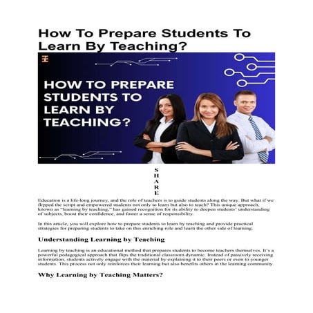 9 Best Ways To Prepare Students For Learning By Teaching | Future ...