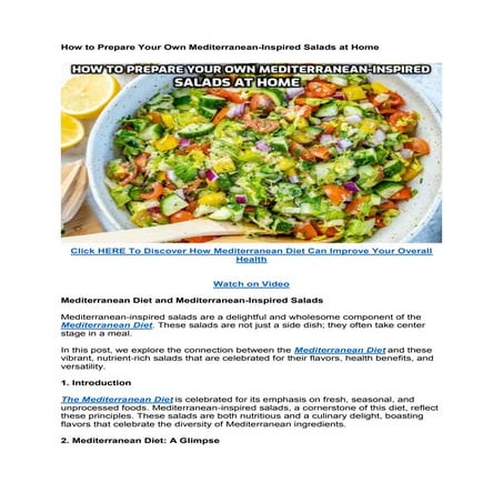 How to Prepare Your Own Mediterranean-Inspired Salads at Home.pdf | Nutrition | Healthy Living
