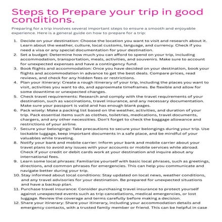 Steps to prepare your trip. | PDF