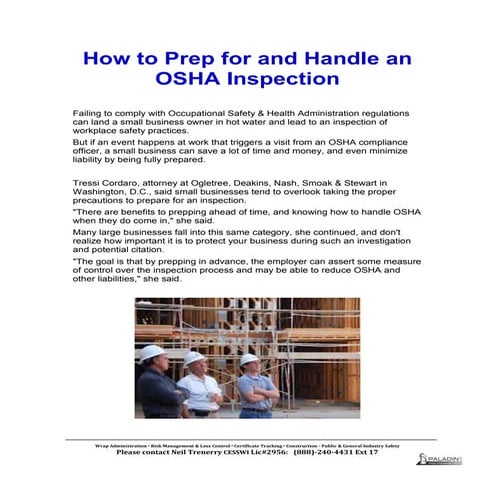 How to prep for and handle an osha inspection | PDF