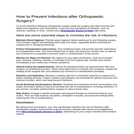 How to Prevent Infections after Orthopaedic Surgery. | PDF | Physical ...