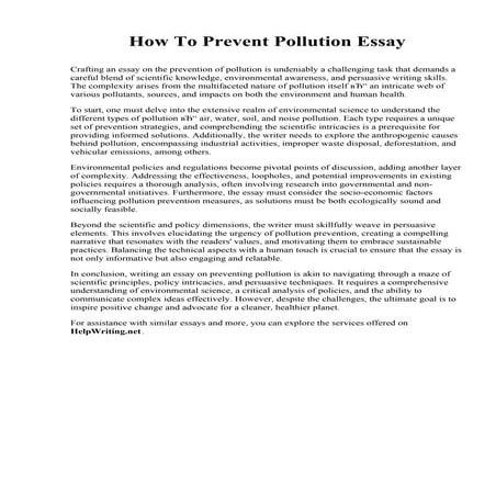 How To Prevent Pollution Essay. American College of Education | PDF