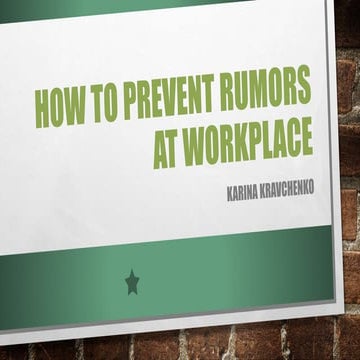 How to prevent rumors | PPTX