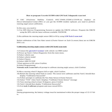 How to program Chevrolet ecbm with gm tech 2 diagnostic scan tool | DOC