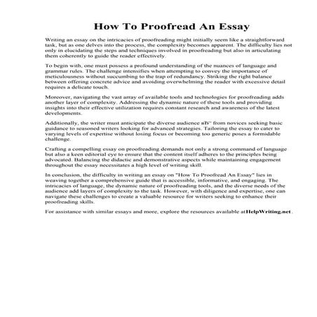 How To Proofread An Essay | PDF