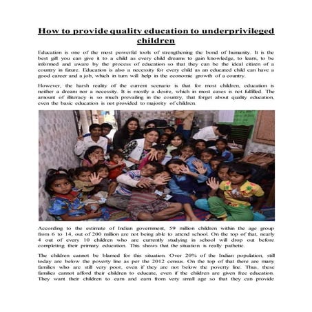 How to provide quality education to underprivileged children ngo | DOCX