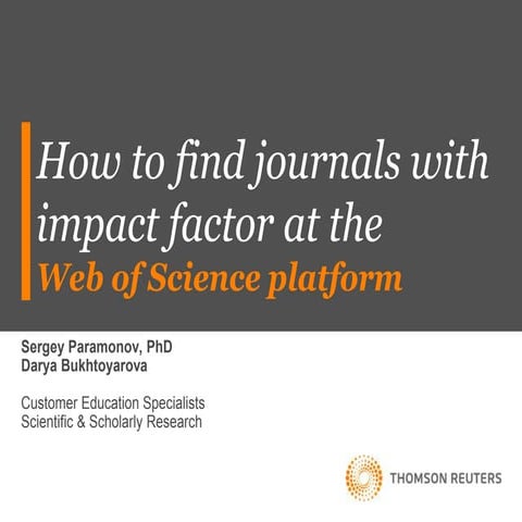 Finding Journal Impact Factor using Journal Citation Reports | PPTX