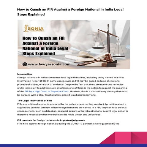 How to Quash an FIR Against a Foreign National in India Legal Steps ...