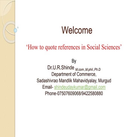 How to quote reference in social science | PPT