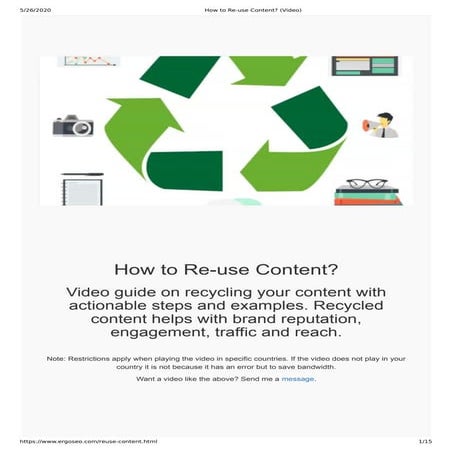 How to Re-use Old Content (Video included on original site) | PDF