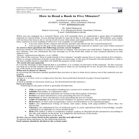 How to read a book in five minutes | PDF | Educational Assessment ...