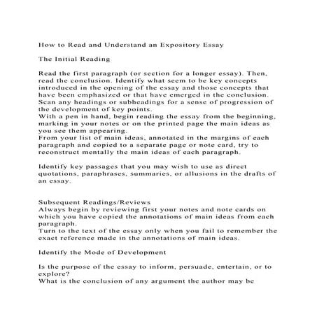 How to Read and Understand an Expository EssayThe Initial Read.docx