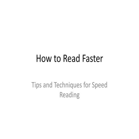 How to Read Faster Books or Increase Speed | PPT