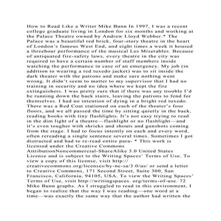 How to Read Like a Writer Mike Bunn In 1997, I was a recent college .docx