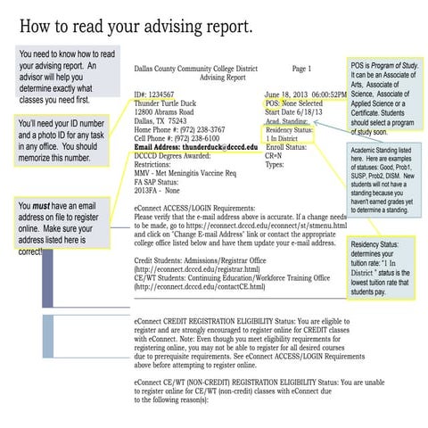 How to read your advising report 12.17.13