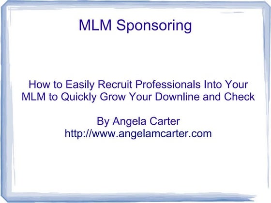 Downline Building strategy in MLM Business | PPTX