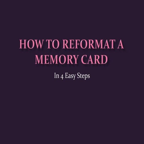 How To Reformat A Memory Card | PPTX