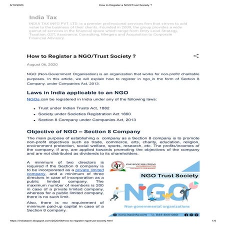 How to register a ngo trust society ? | PDF