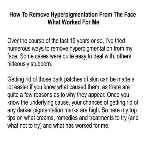 How To Remove Hyperpigmentation From The Face | ODP