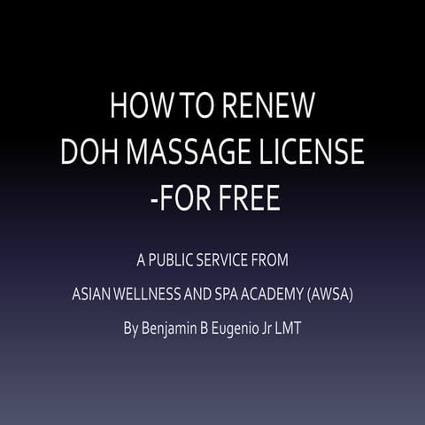 HOW TO RENEW DOH MASSAGE LICENSE - FOR FREE | PPTX