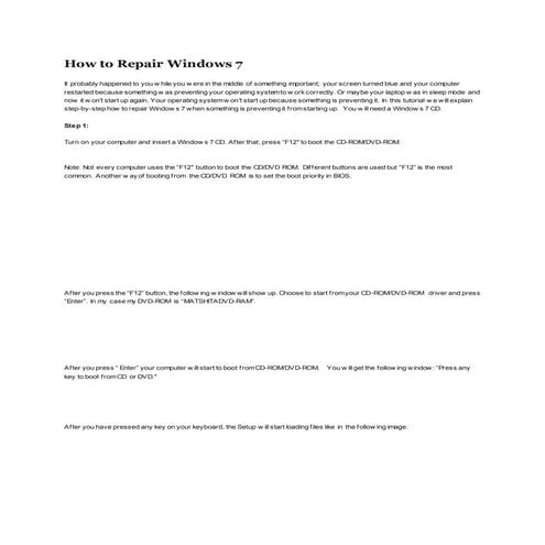 How to repair windows 7 | DOCX