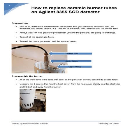 How to replace ceramic burner tubes on agilent 8355 scd detector | PDF