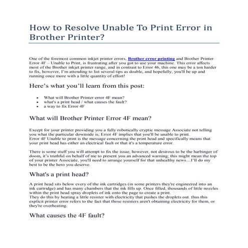 How To Resolve Unable To Print Error In Brother Printer pdf