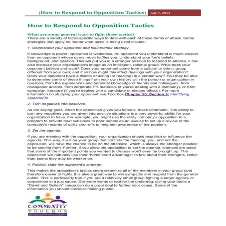 How to respond to opposition tactics | PDF