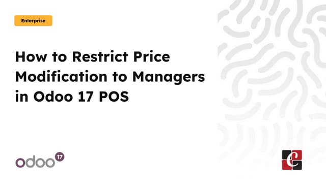 How To Restrict Price Modification To Managers In Odoo 17 Pos Ppt