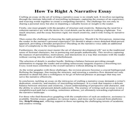 How To Right A Narrative Essay How To Write A Narrative Essay
